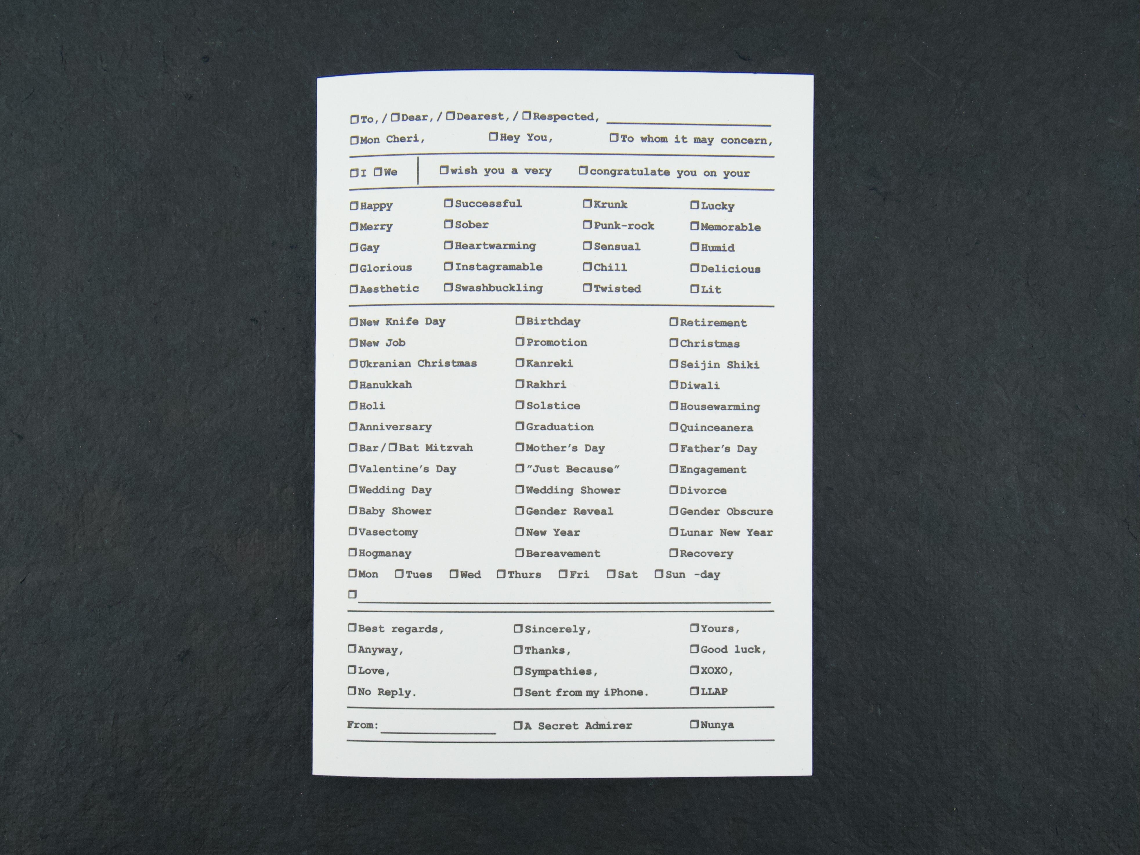 Greeting Card - Government Form – Knifewear - Handcrafted Japanese ...